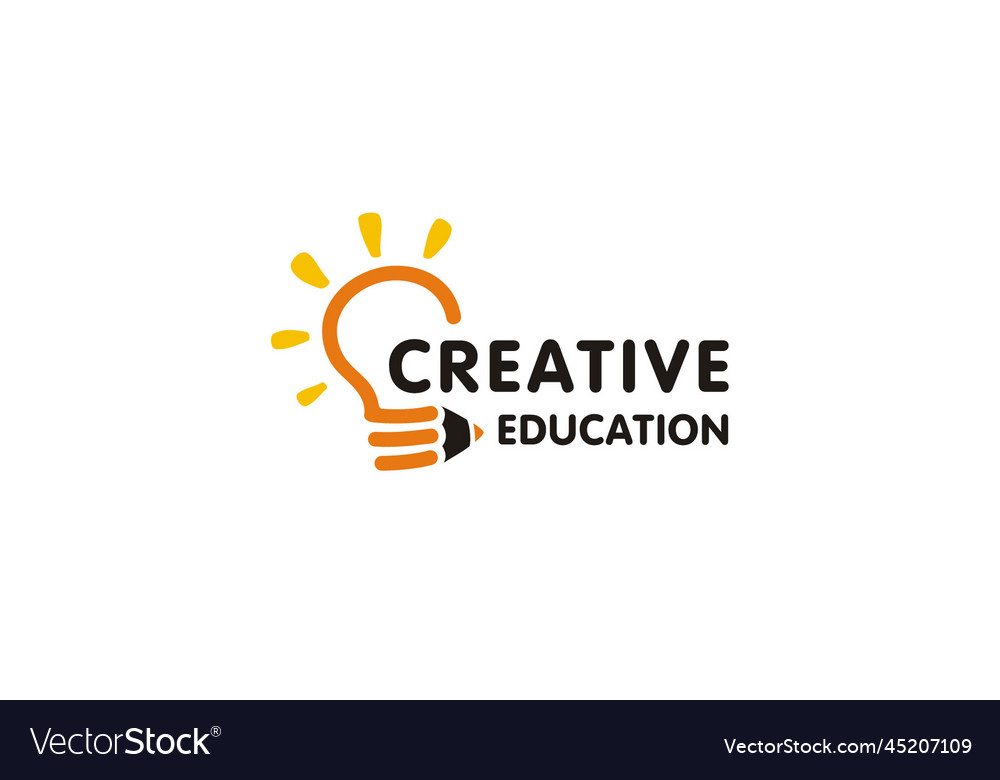 Electric lightbulb pencil creative education logo Vector Image