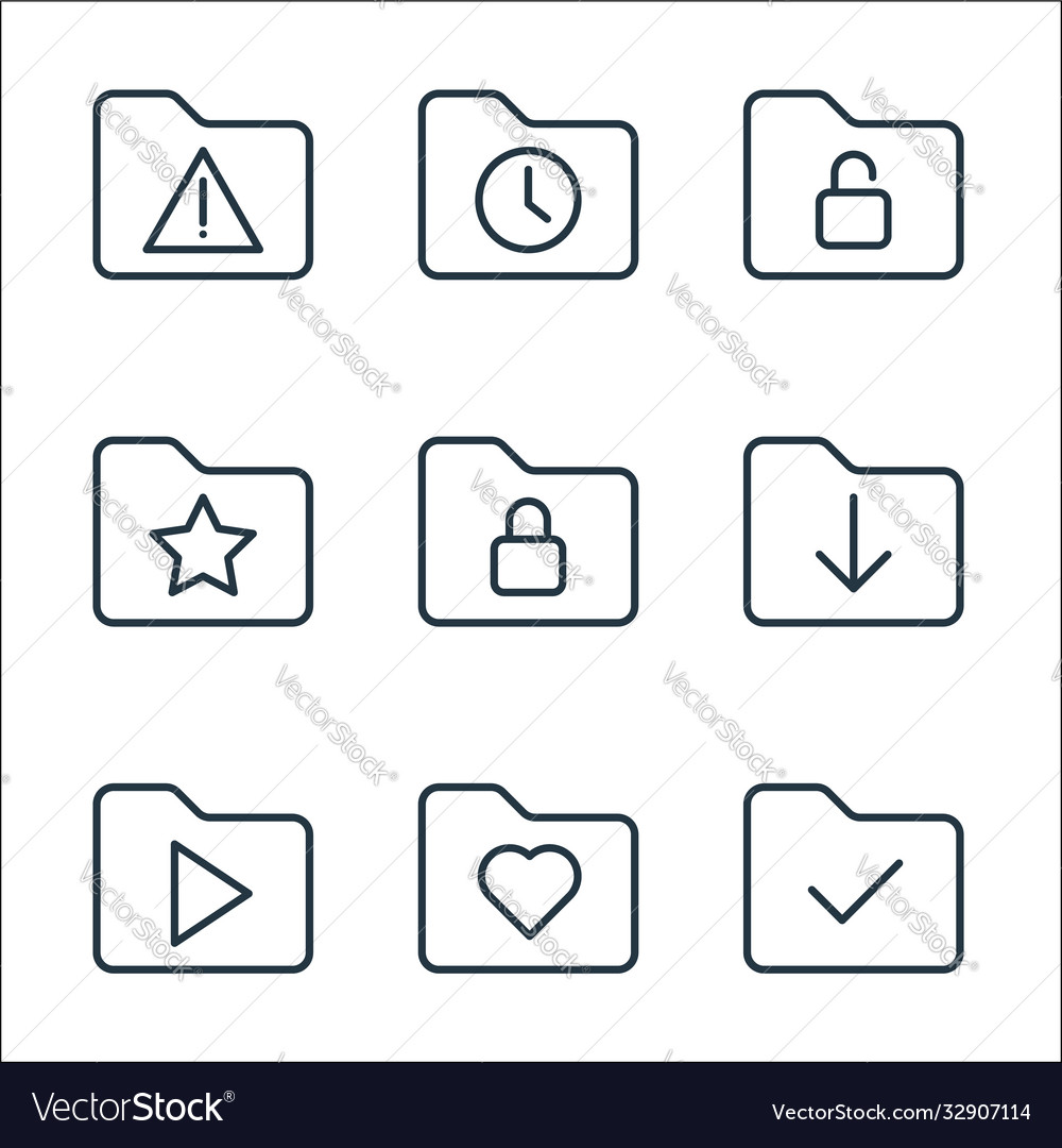 Folder line icons linear set quality line set Vector Image