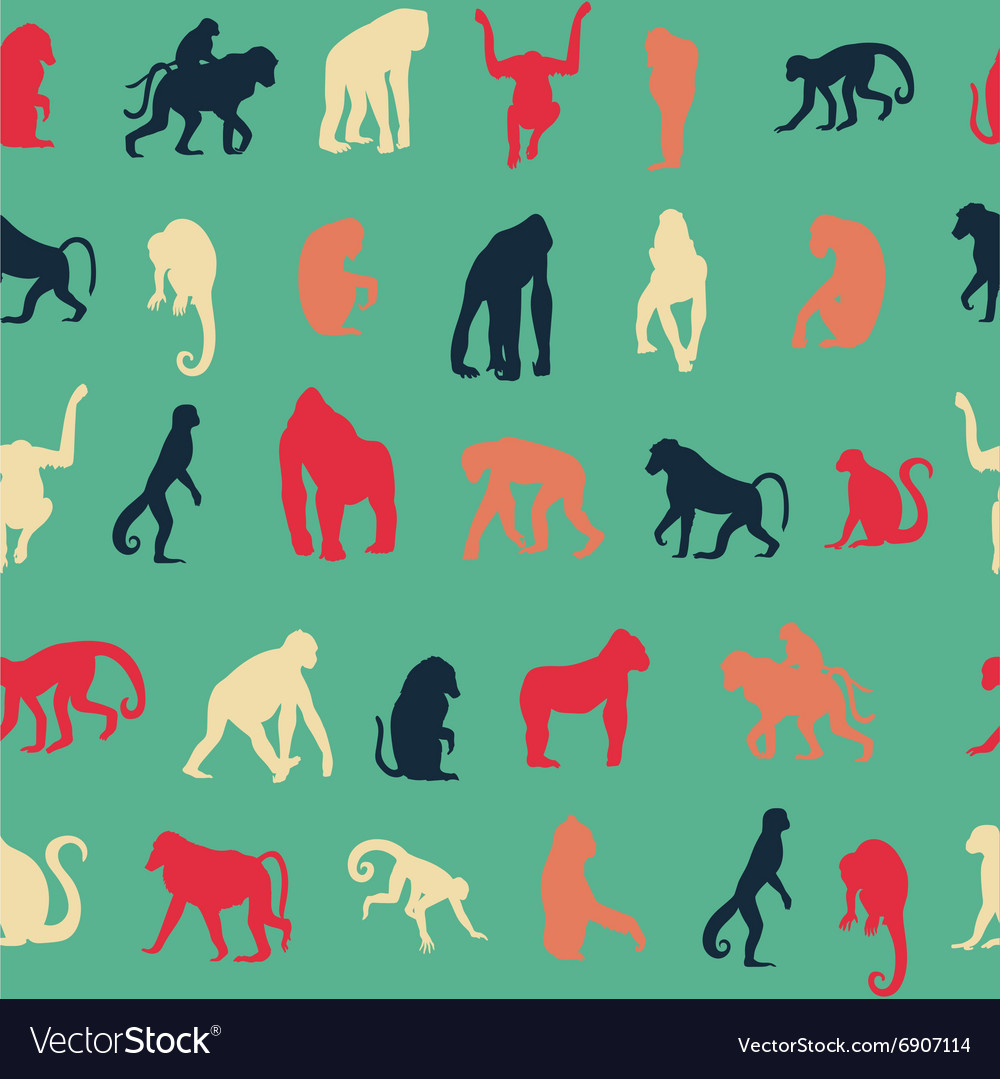 Seamless pattern background with monkeys Vector Image
