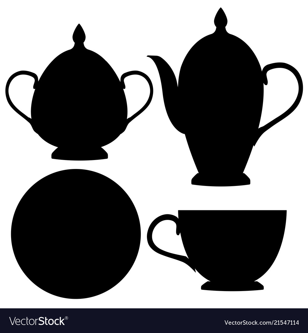 Tea set black flat icons Royalty Free Vector Image Tea set black flat icons Royalty Free Vector Image