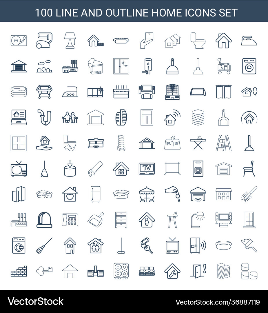 100 home icons Royalty Free Vector Image - VectorStock