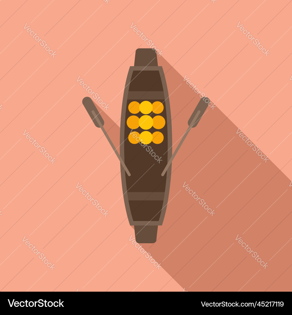 Big floating market icon flat river boat Vector Image
