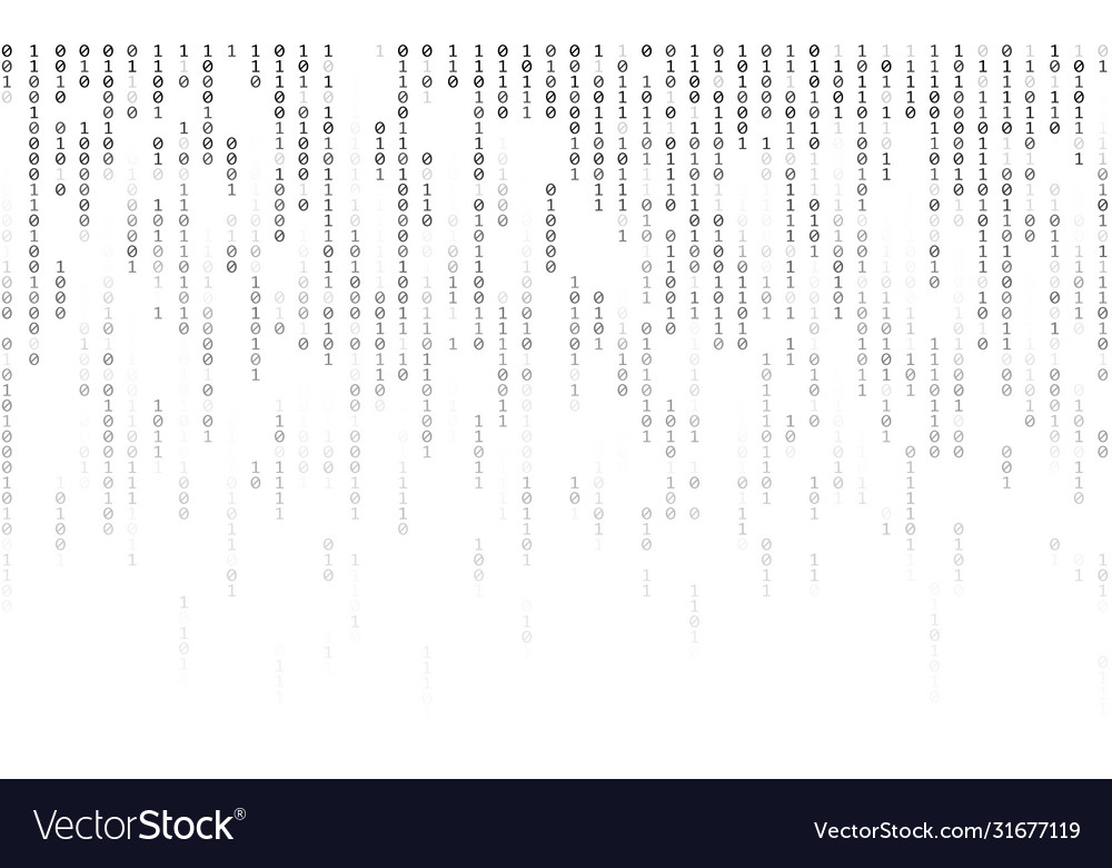 Binary code on white backdrop matrix effect Vector Image