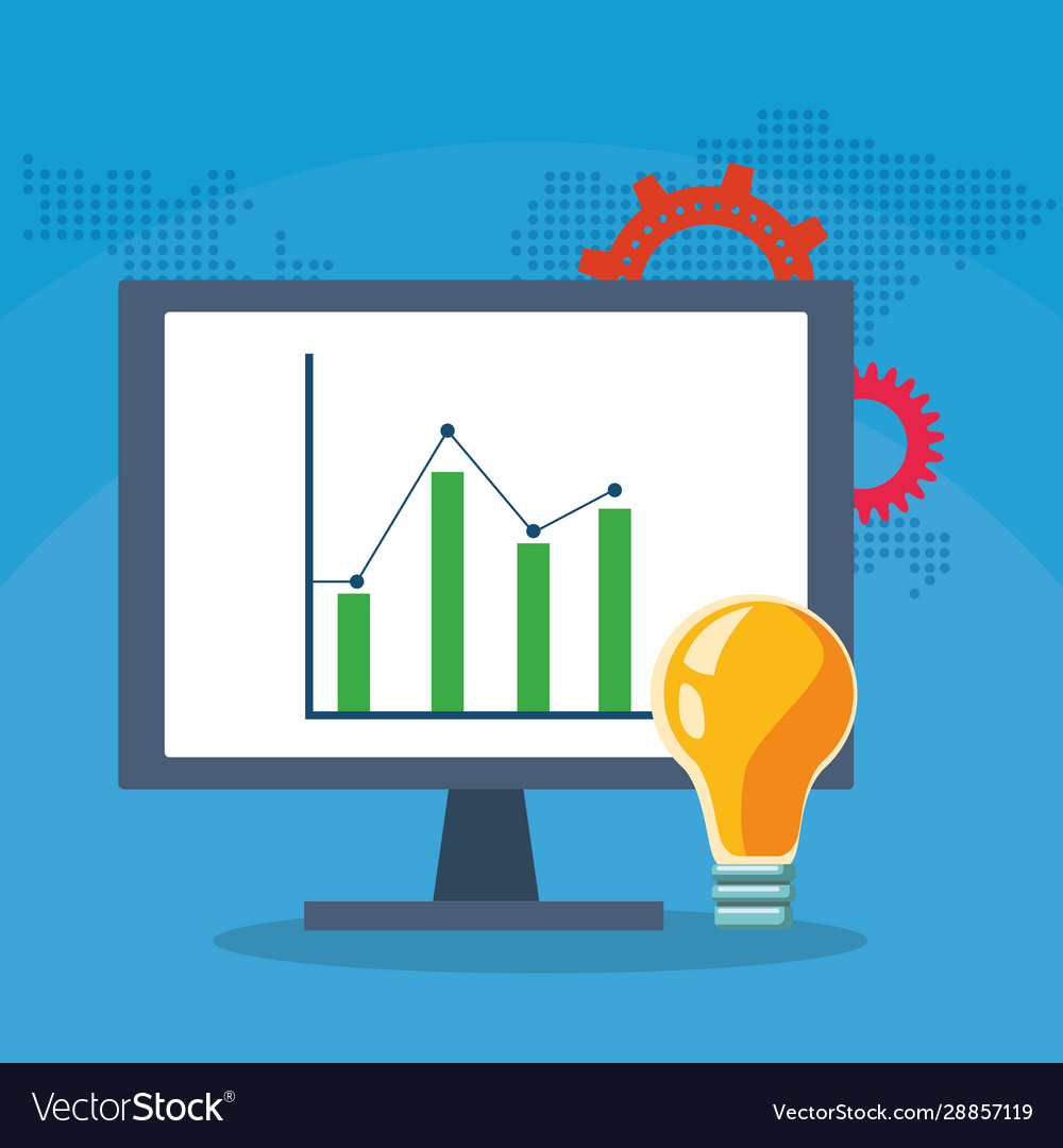 Success start up business computer diagram bulb Vector Image