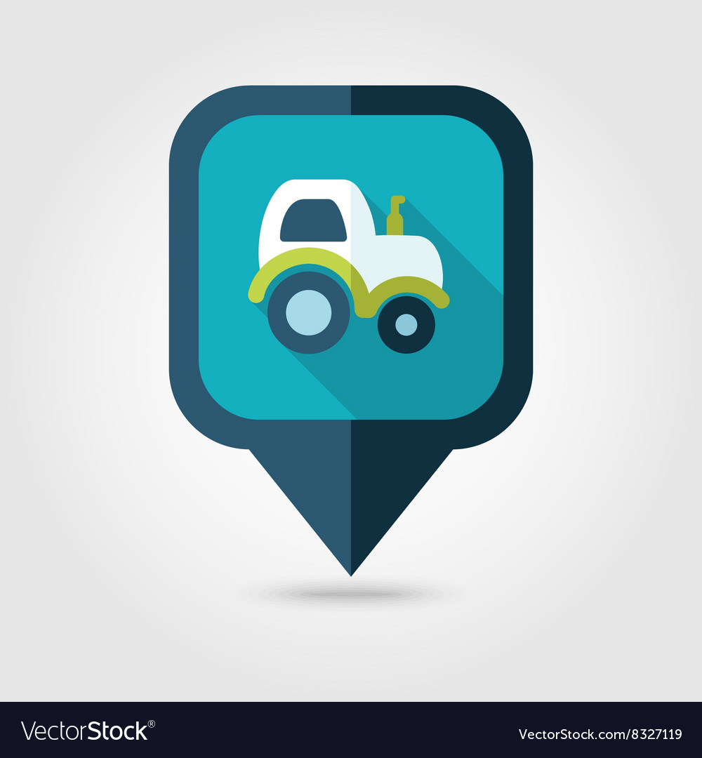 Tractor flat pin map icon pointer Royalty Free Vector Image