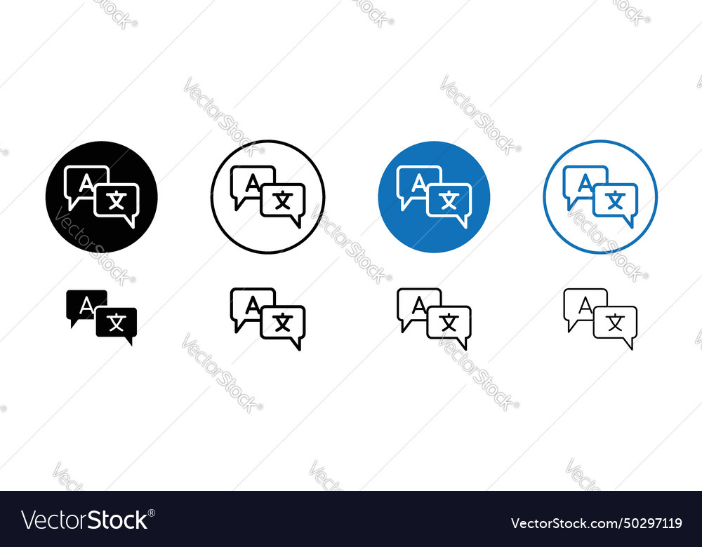 Translation icon set language global Royalty Free Vector