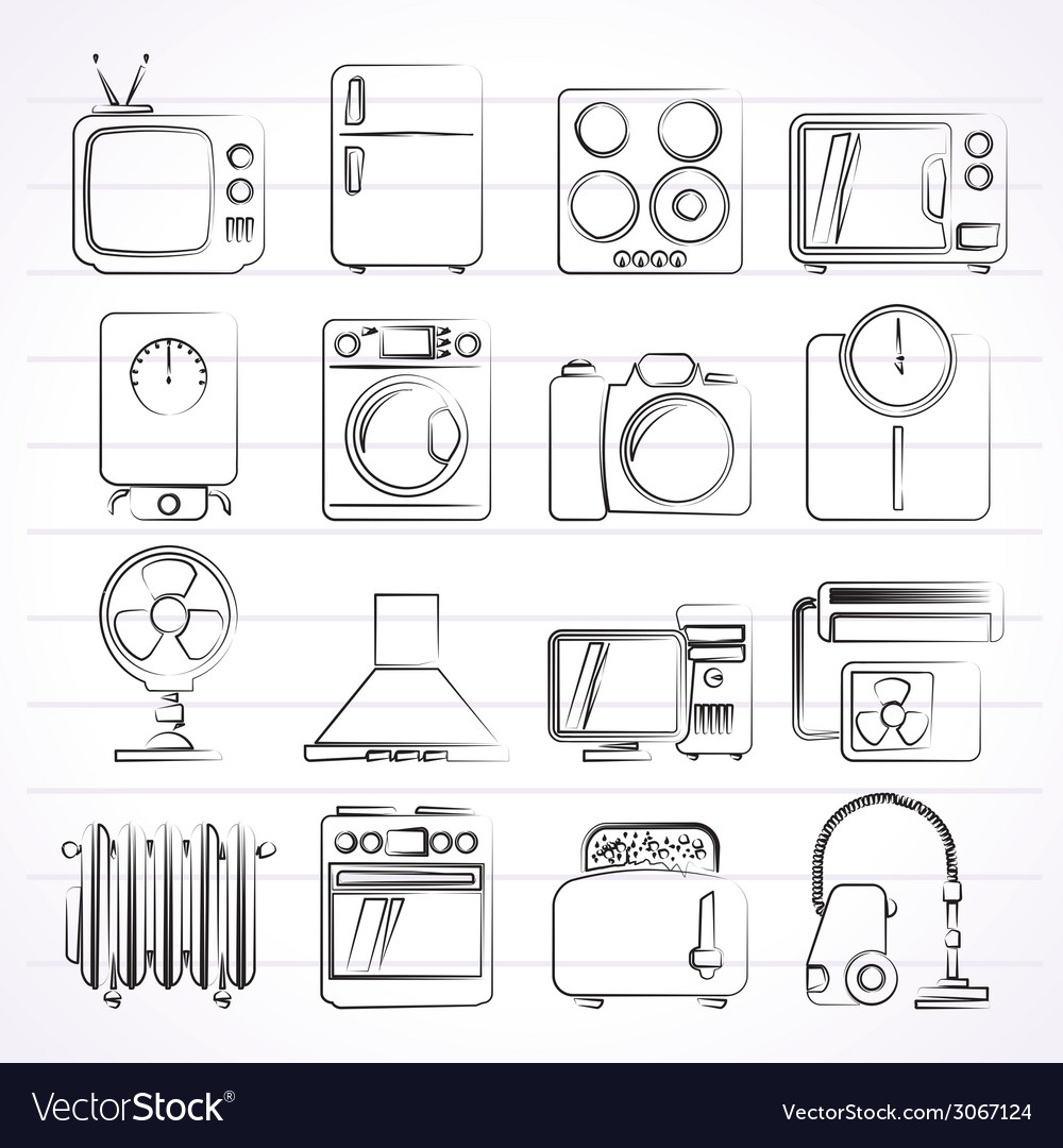 Home Appliance Icons Set Royalty Free Vector Image