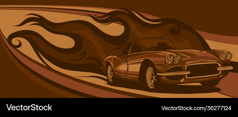 Hot classic custom car cartoon Royalty Free Vector Image