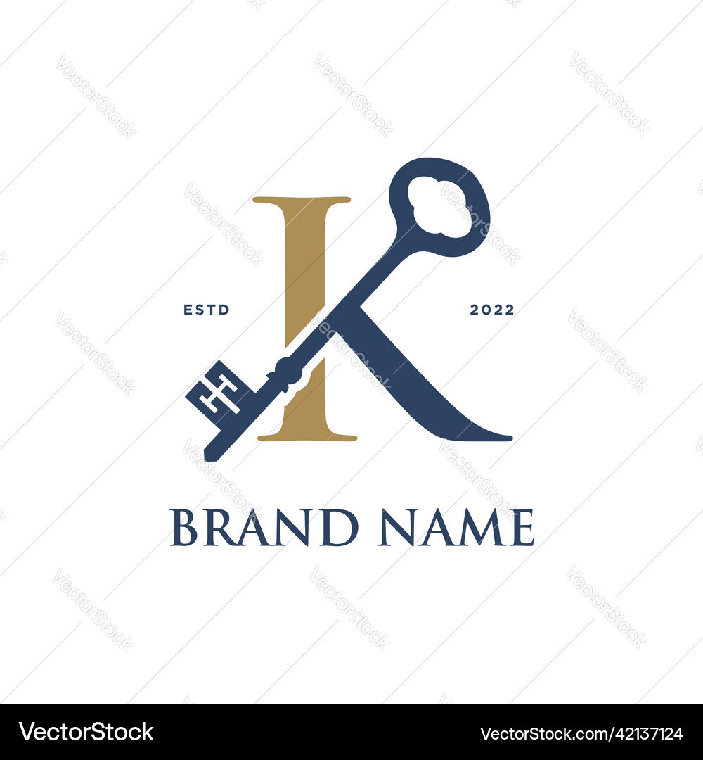 Initial k elegant key Royalty Free Vector Image