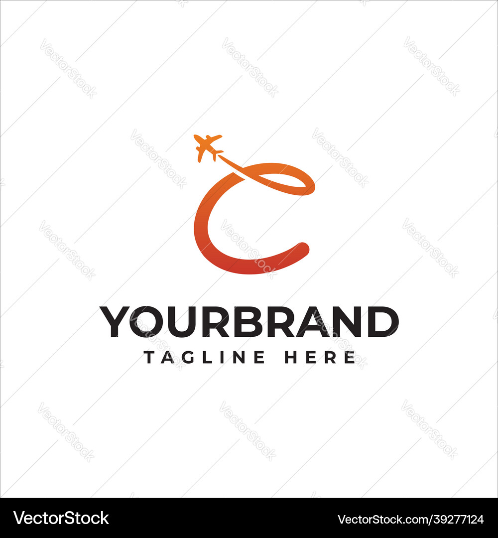 Letter c travel logo template design Royalty Free Vector