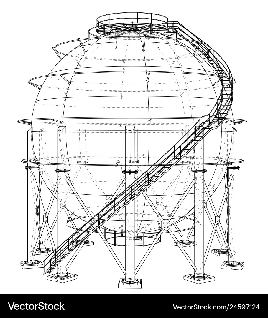 Spherical gas tank outline Royalty Free Vector Image