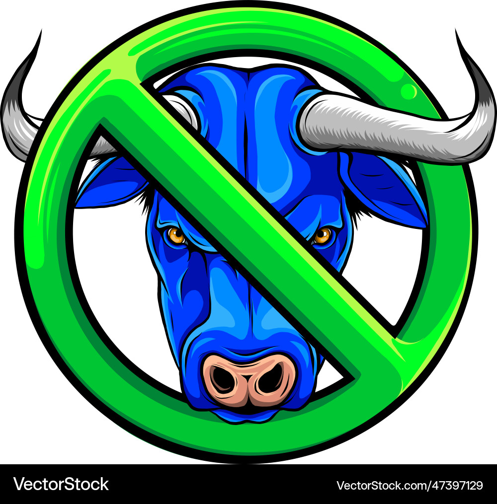 Cow head icon in prohibition circle Royalty Free Vector