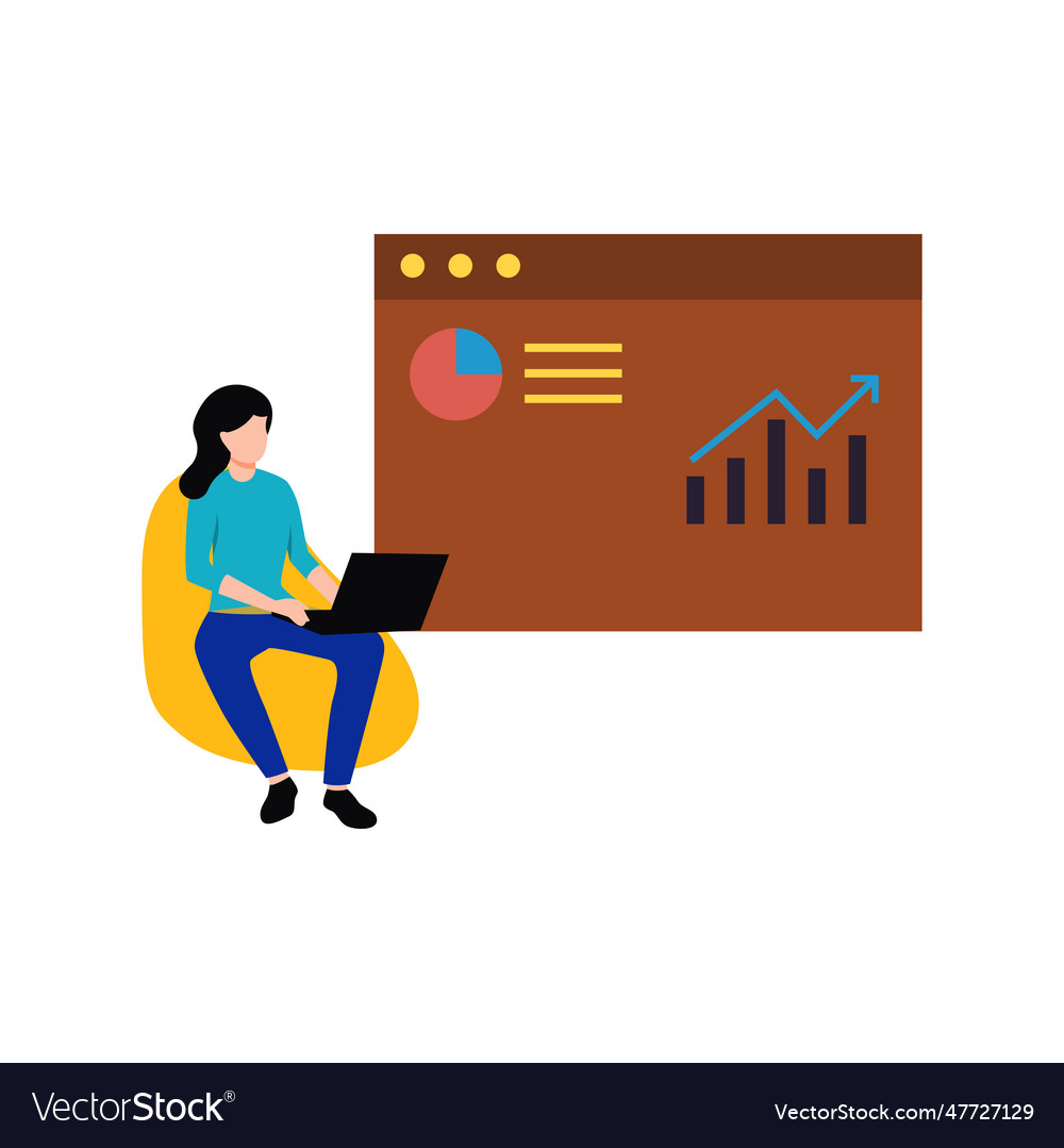 Girl is working on a chart graph presentation Vector Image
