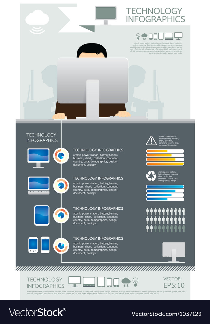 Infographic technology computer set Royalty Free Vector