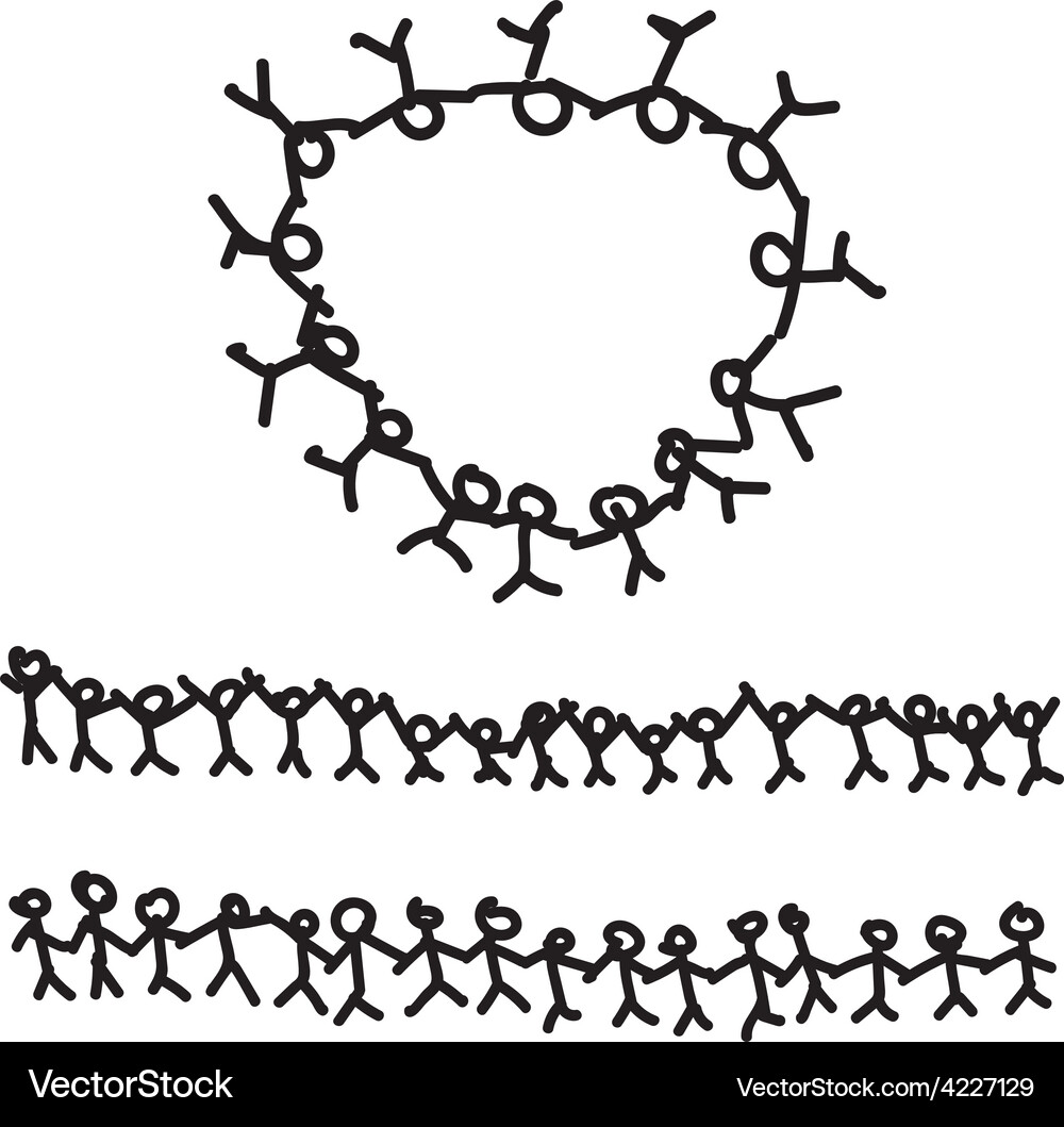 Line hand drawing of harmonious people touch Vector Image