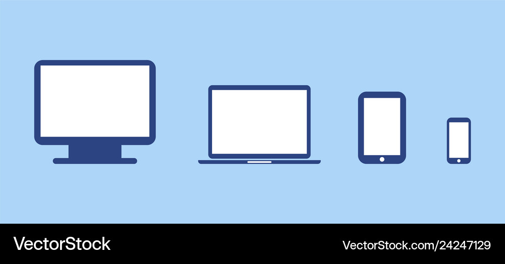 Screen notebook tablet and phone collection Vector Image