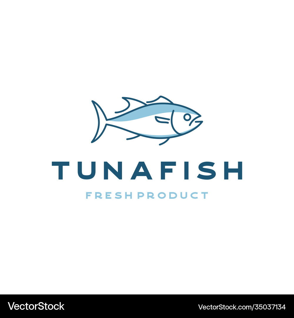 Line art tuna logo design Royalty Free Vector Image