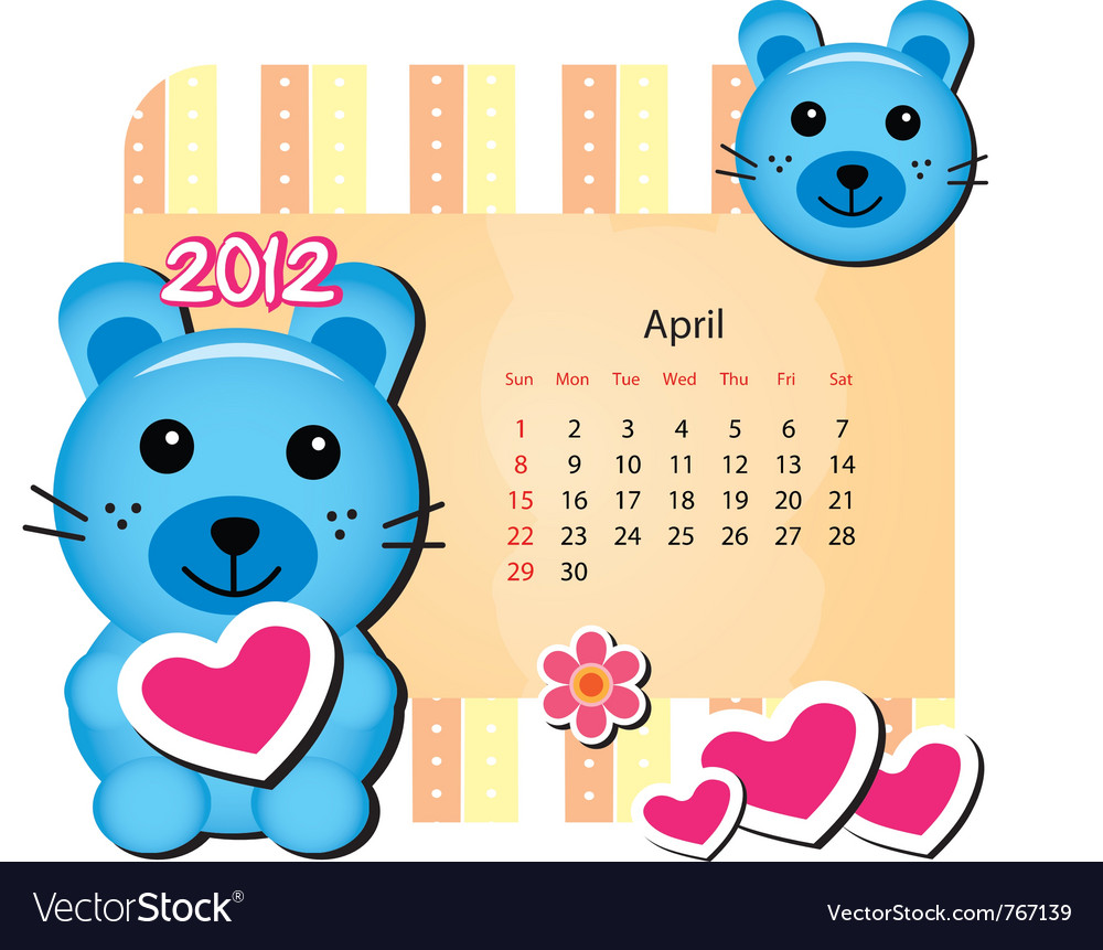 April bunny calendar Royalty Free Vector Image