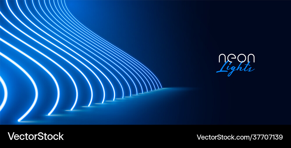 Blue neon light effect floor pathway banner Vector Image