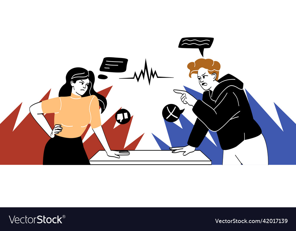 Conflict between opponents concept Royalty Free Vector Image