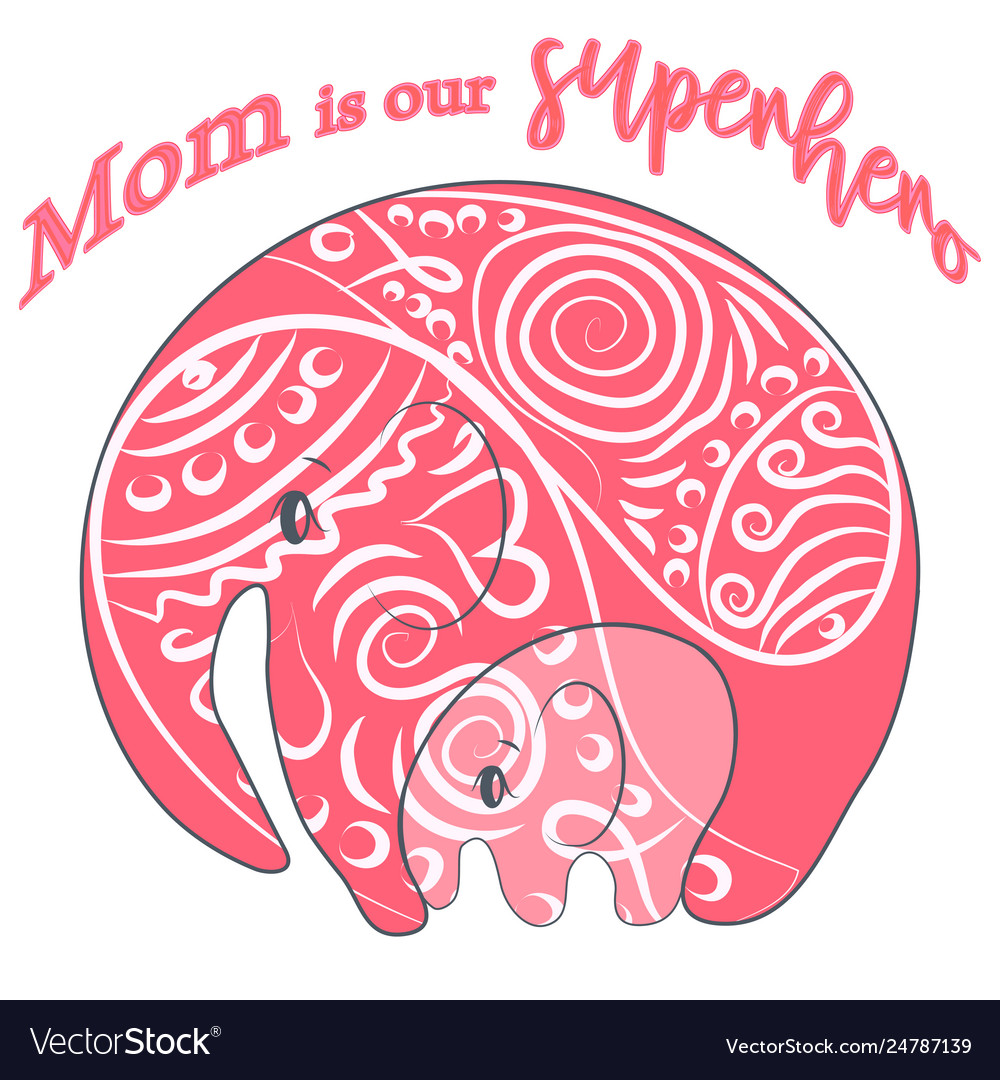 Cute funny baby elephant mothers day holiday Vector Image