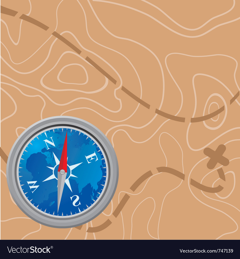 Map and compass Royalty Free Vector Image - VectorStock