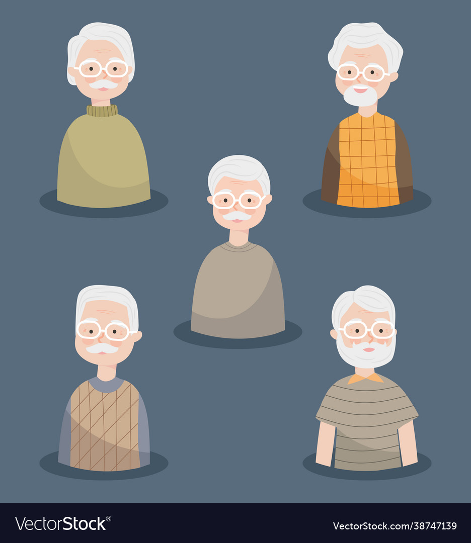 Old men set Royalty Free Vector Image - VectorStock