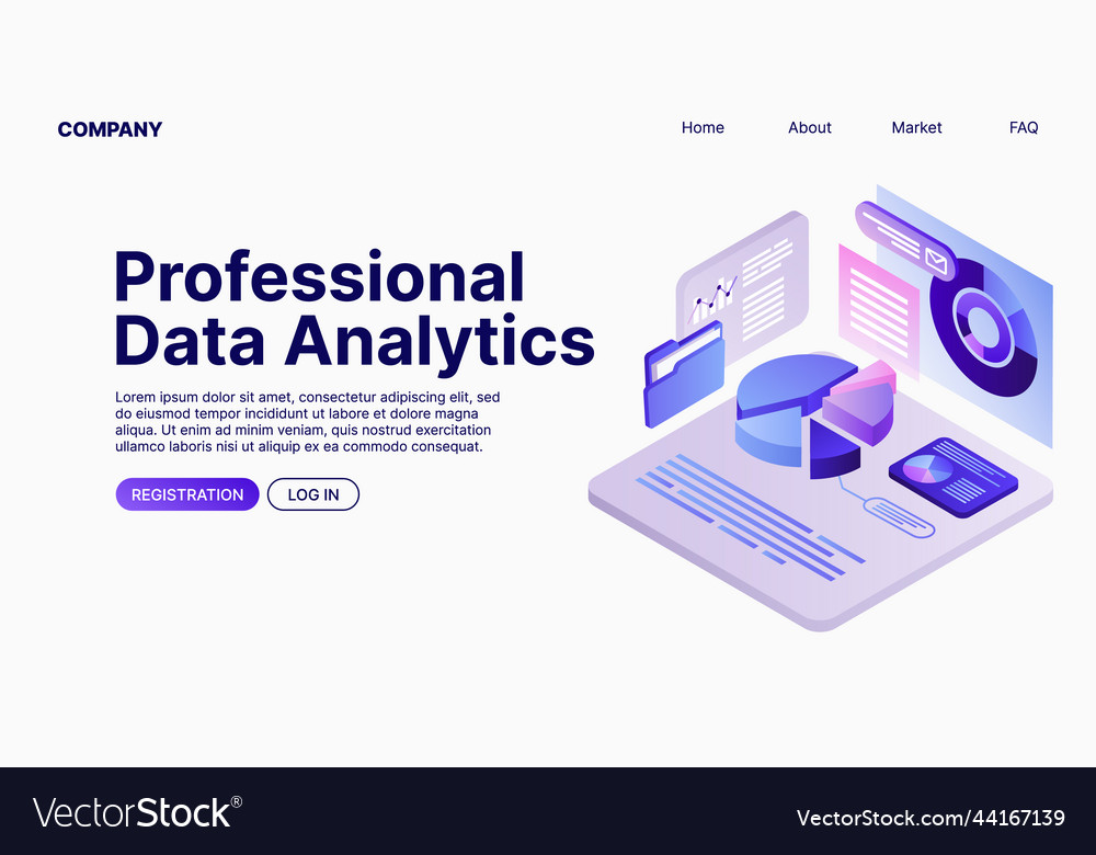 Professional data analytics data analyse landing Vector Image