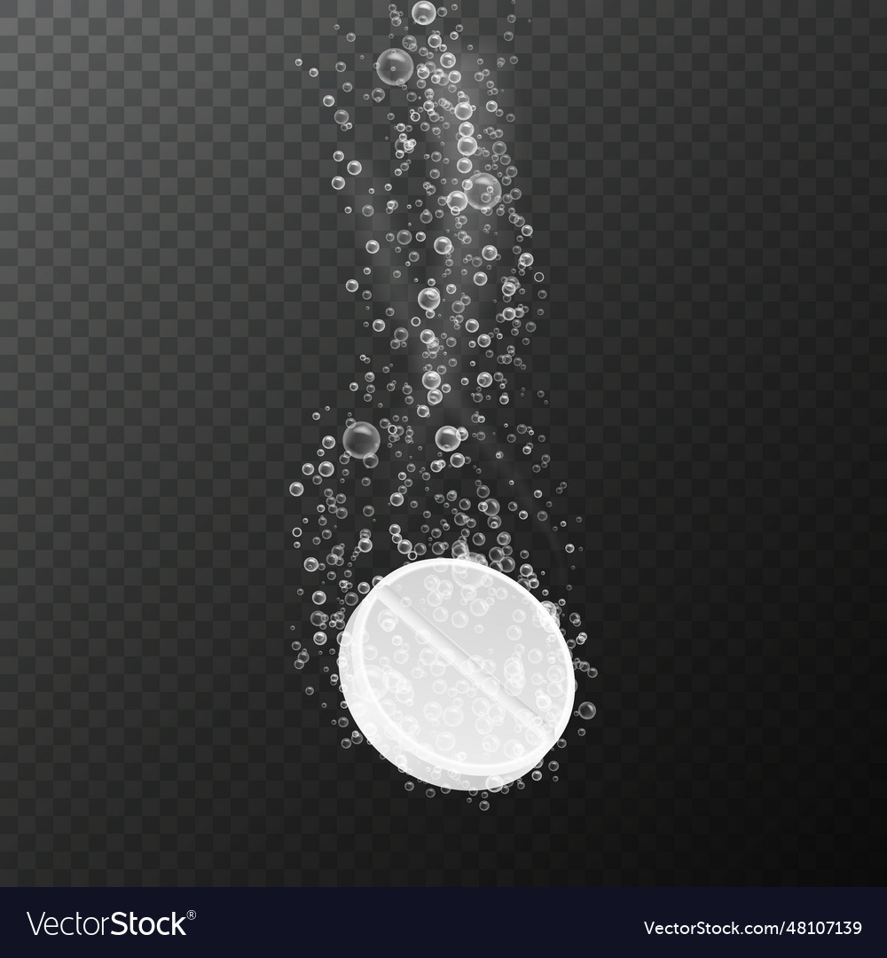 Tablet with bubbles effervescent dissolving Vector Image