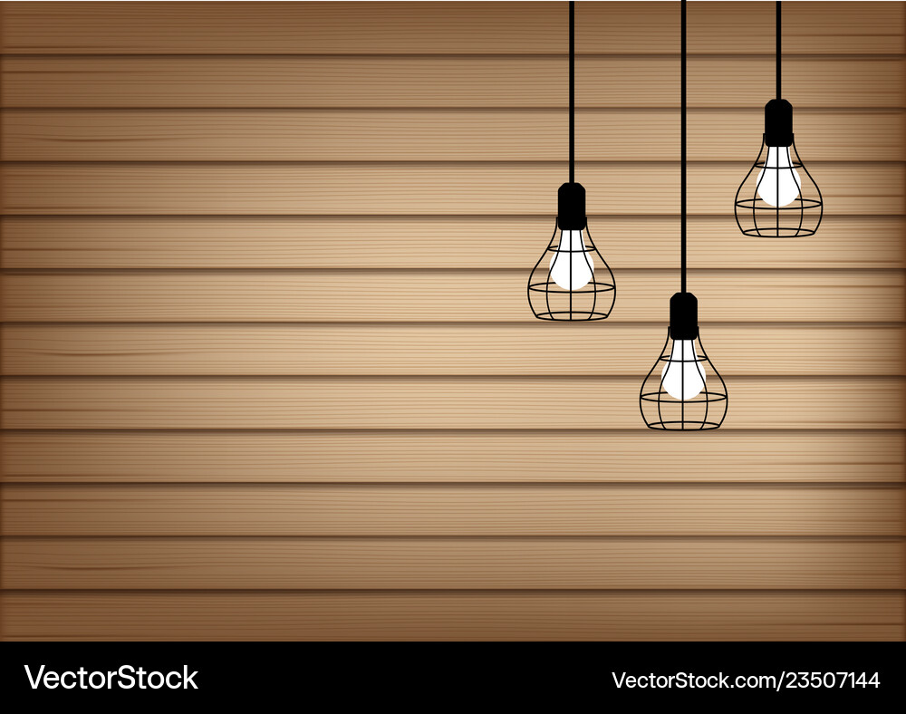 3d mock up realistic wood and lamp light Vector Image