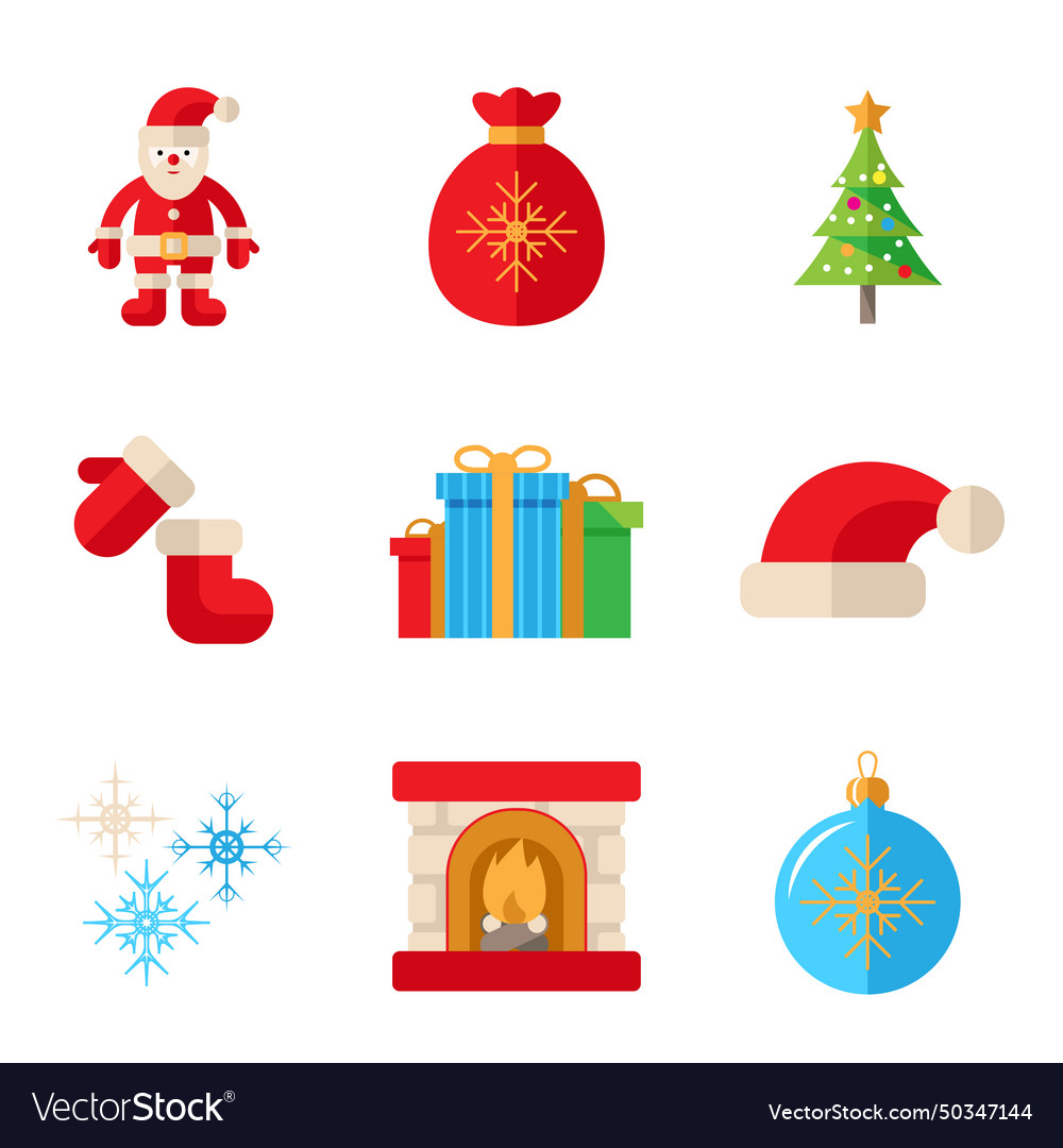 Christmas flat icons Royalty Free Vector Image