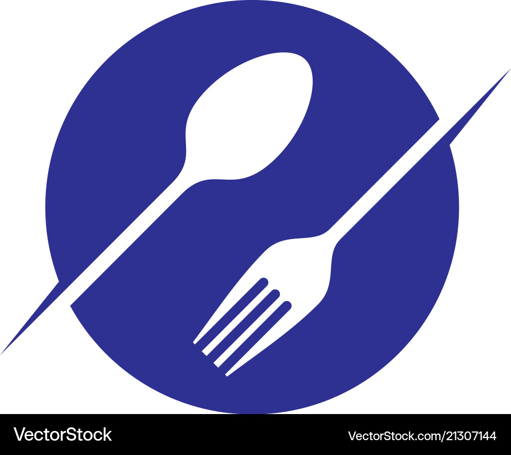 Circle spoon frok restaurant logo Royalty Free Vector Image