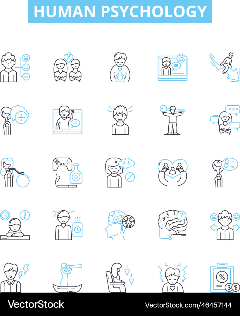 Human psychology line icons set Royalty Free Vector Image