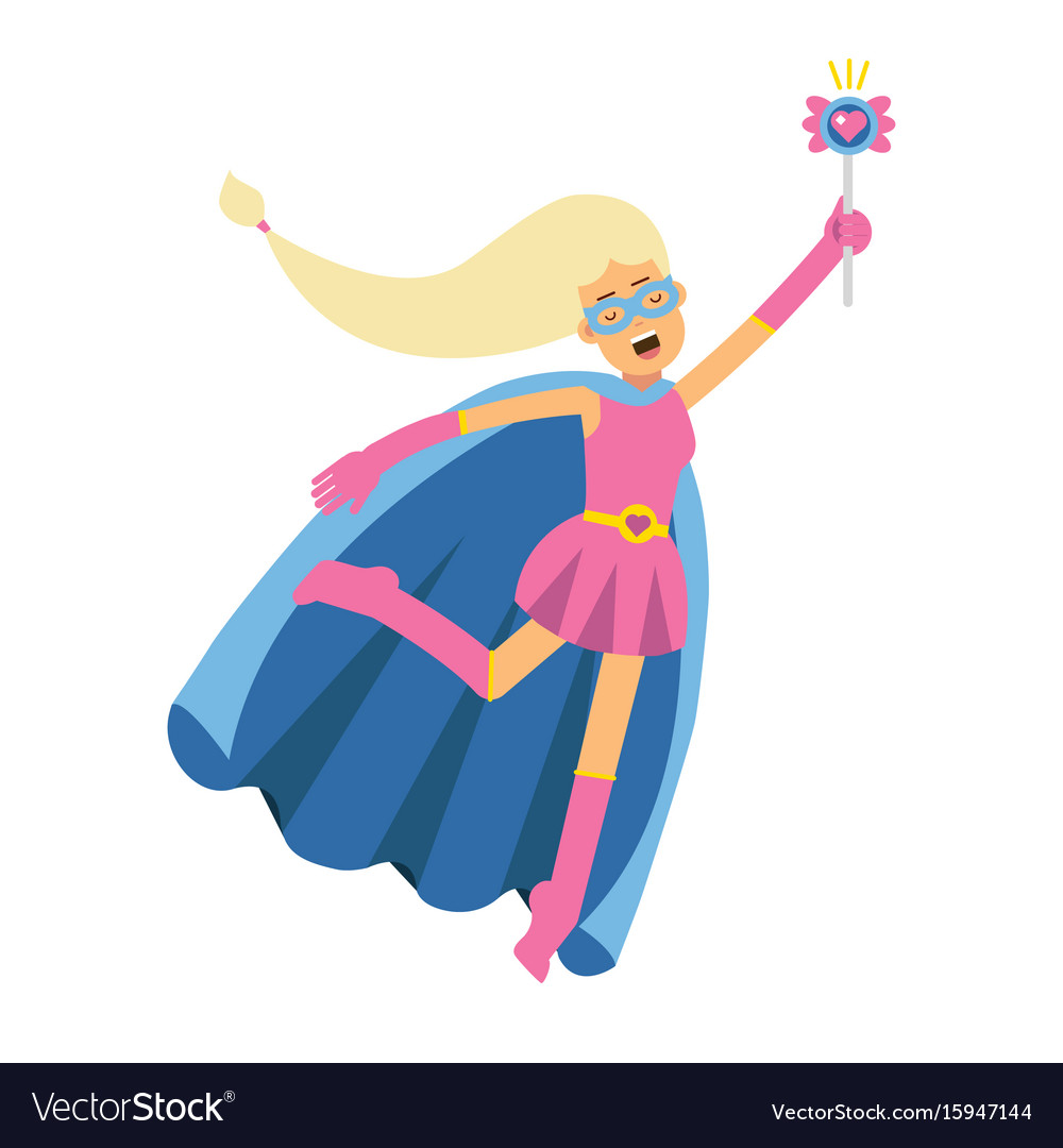 Young blonde woman in classic dress of superhero Vector Image