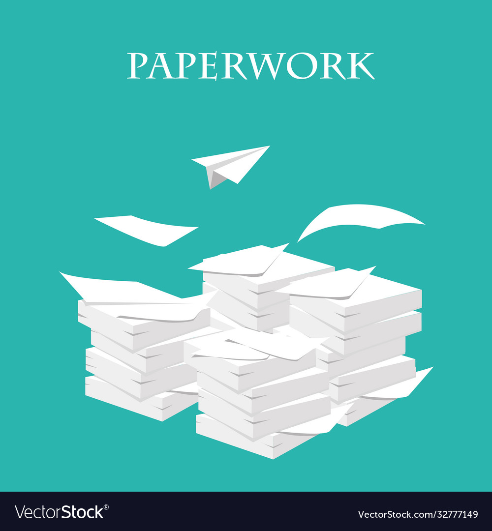 Documents stack pile paper paperwork Royalty Free Vector