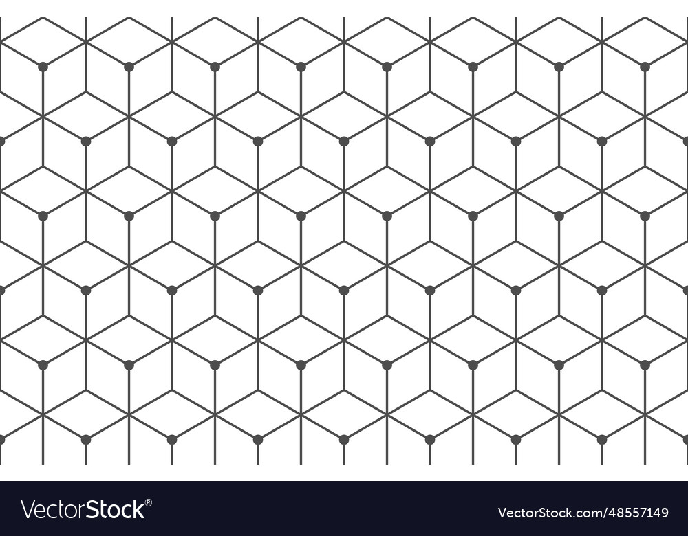 Isometric Cube Grid Seamless Pattern Line Vector Image