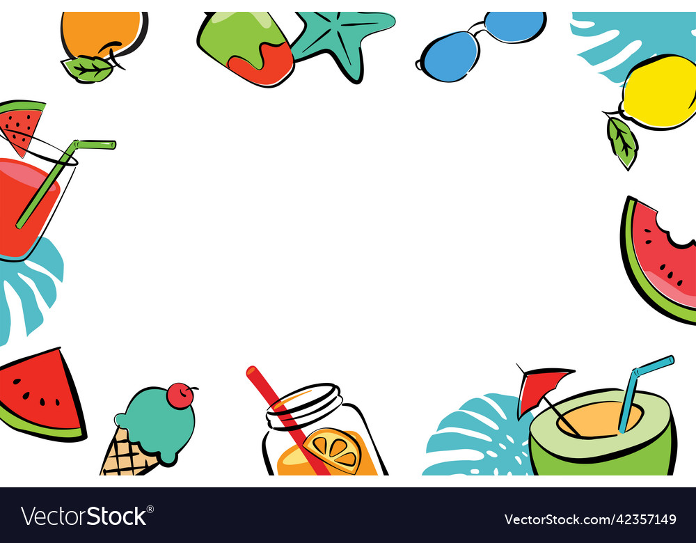 Summer frame objects elements with space for text Vector Image