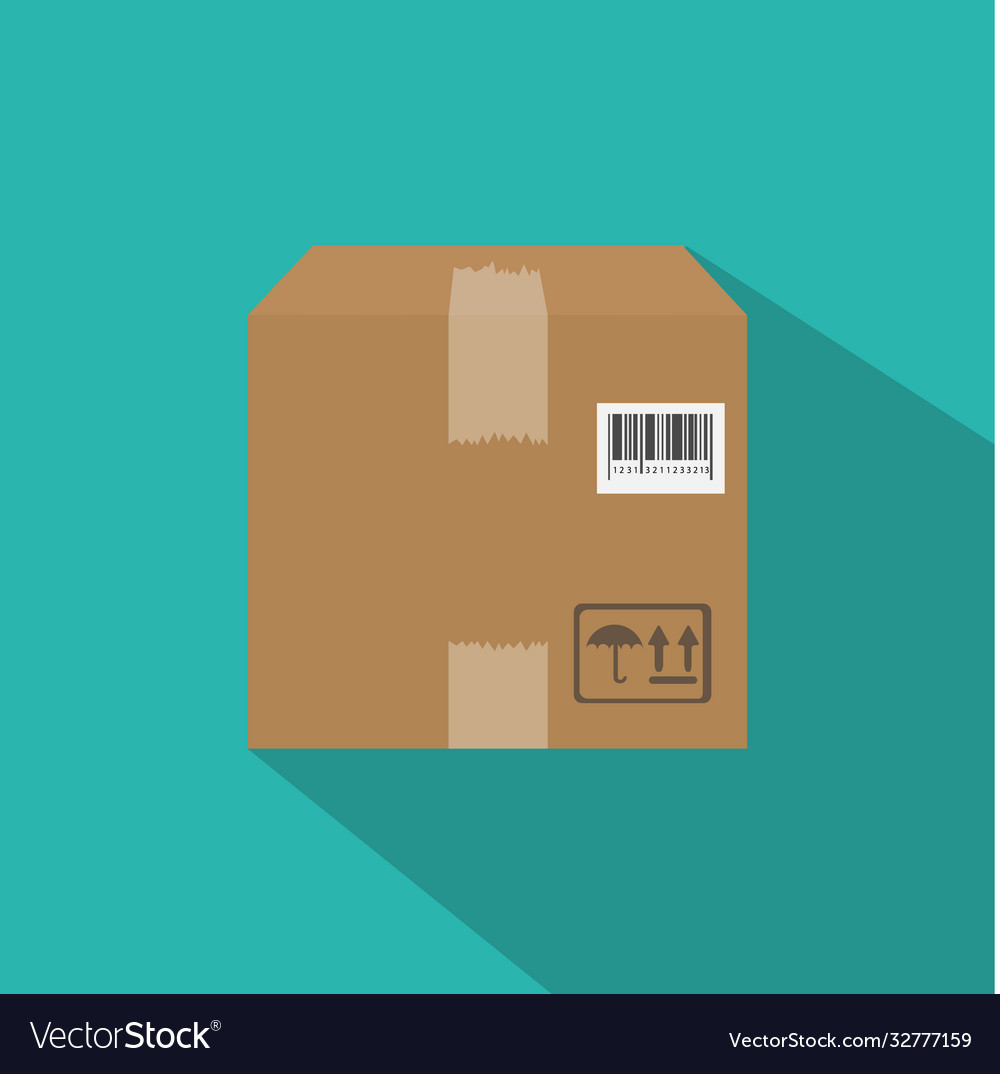 Box container with handling packing icons Vector Image