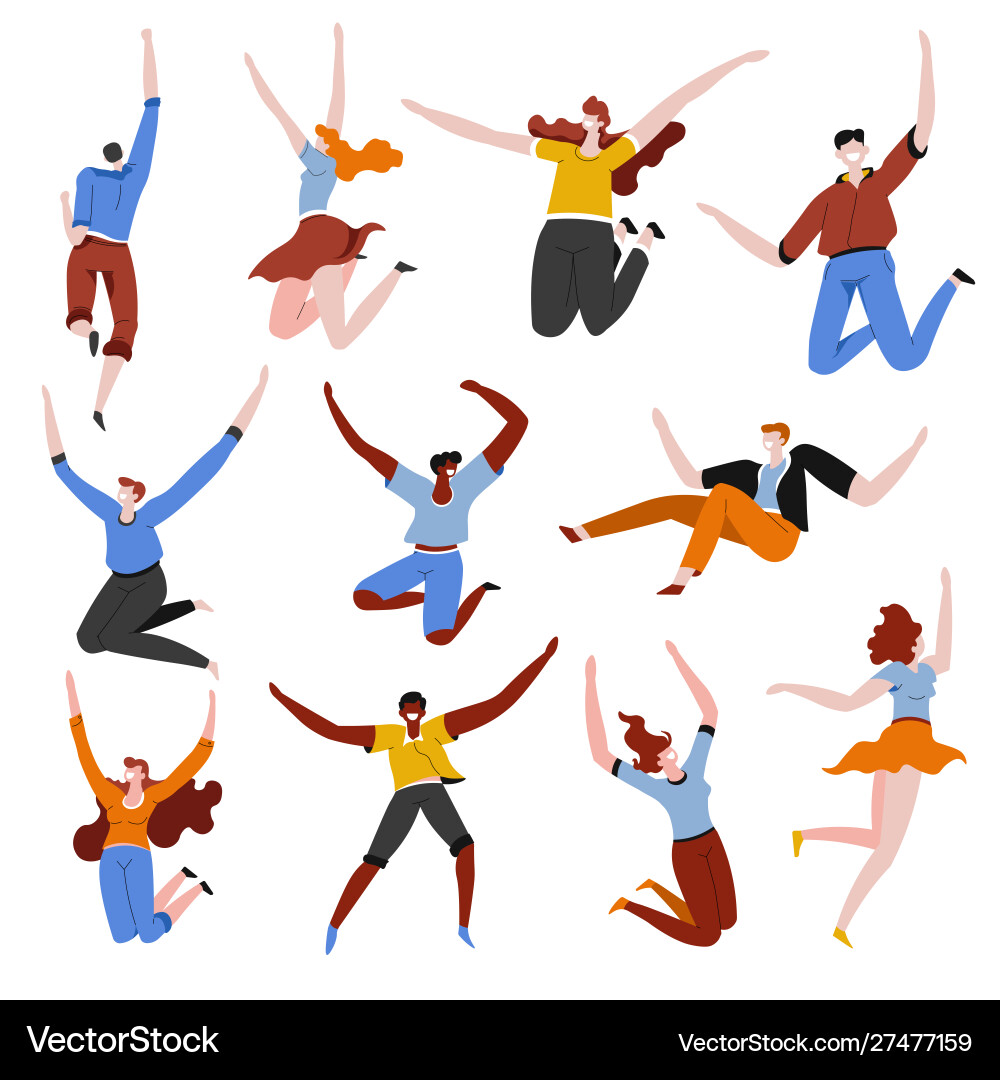 Characters jumping happy feeling and success Vector Image
