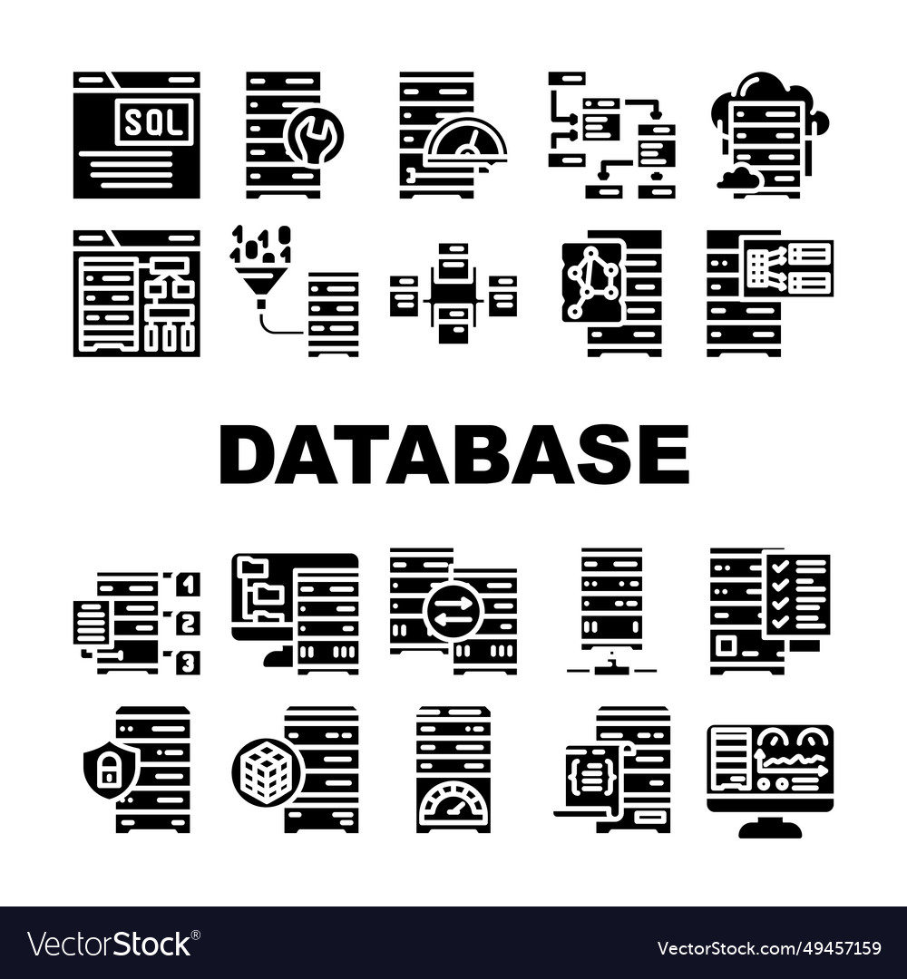 Database administrator computer icons set Vector Image Database administrator computer icons set Vector Image