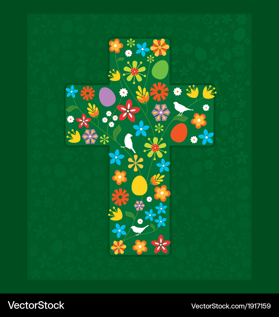Easter Floral Cross Royalty Free Vector Image - VectorStock