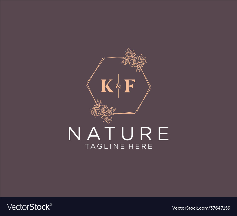 Initial kf letters floral frames botanical Vector Image Initial kf letters floral frames botanical Vector Image