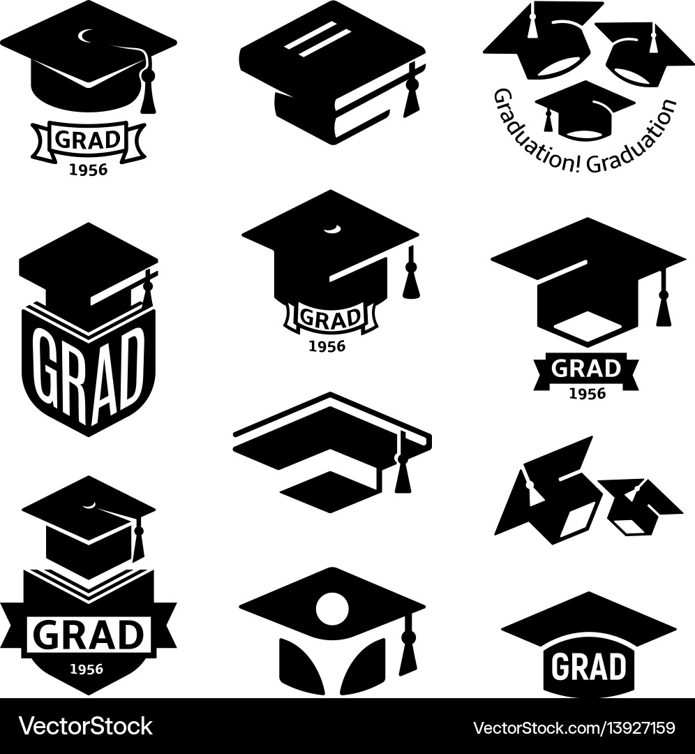 Isolated black and white color students graduation
