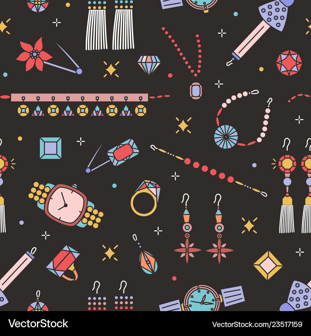 Seamless pattern with stylish jewelry items Vector Image