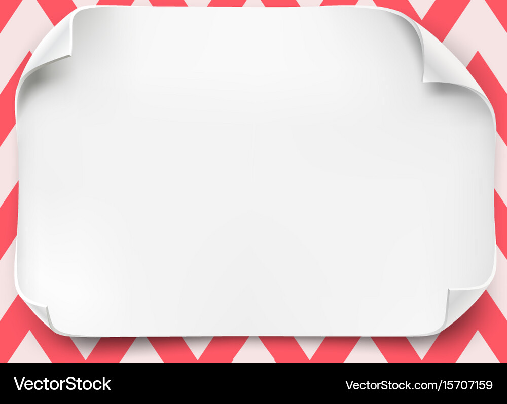 White paper sheet with curved corners and Vector Image