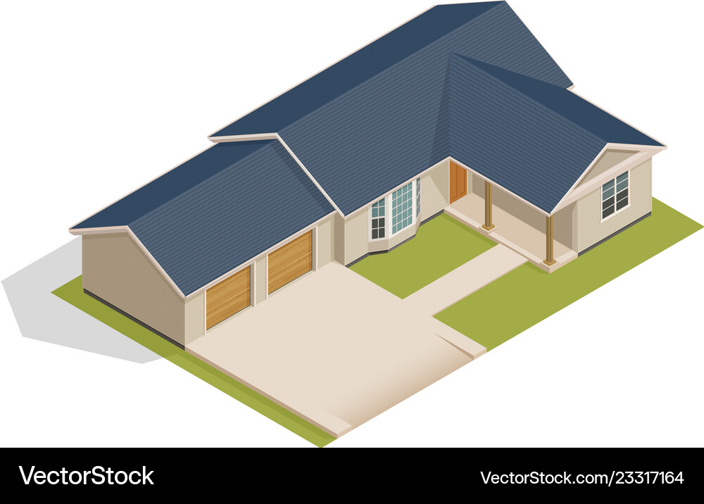 Isometric suburban house with double garage Vector Image