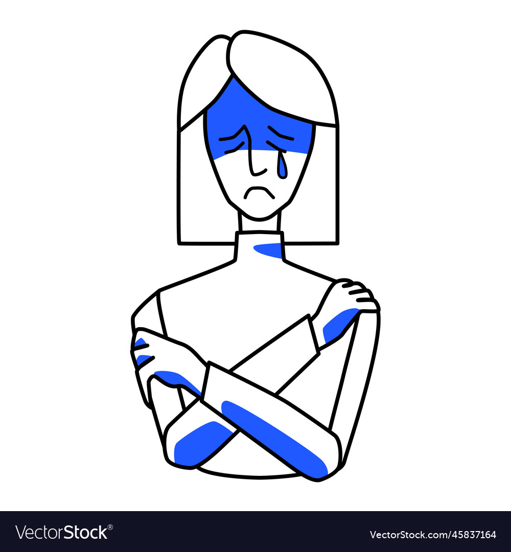 Sad woman emotion of sorrow melancholy maid Vector Image