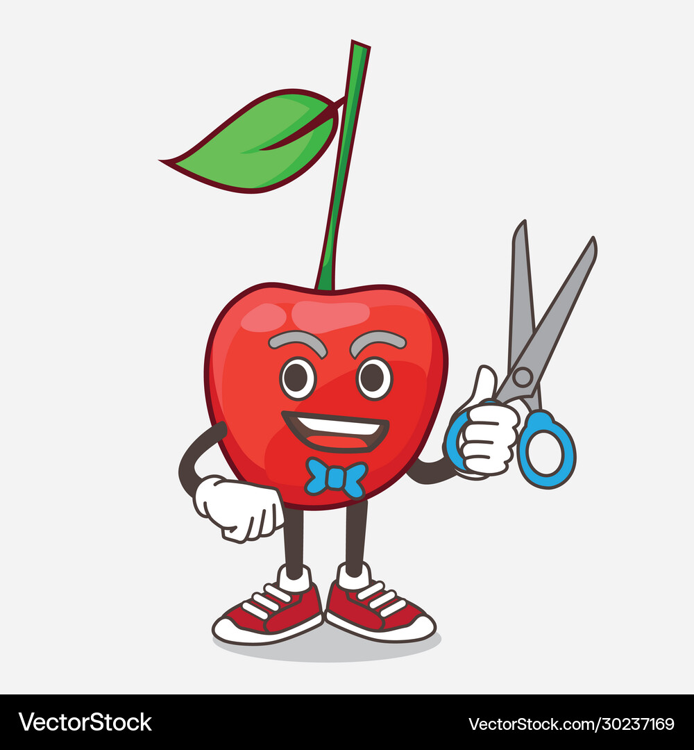Bing cherry cartoon mascot character as smiling Vector Image