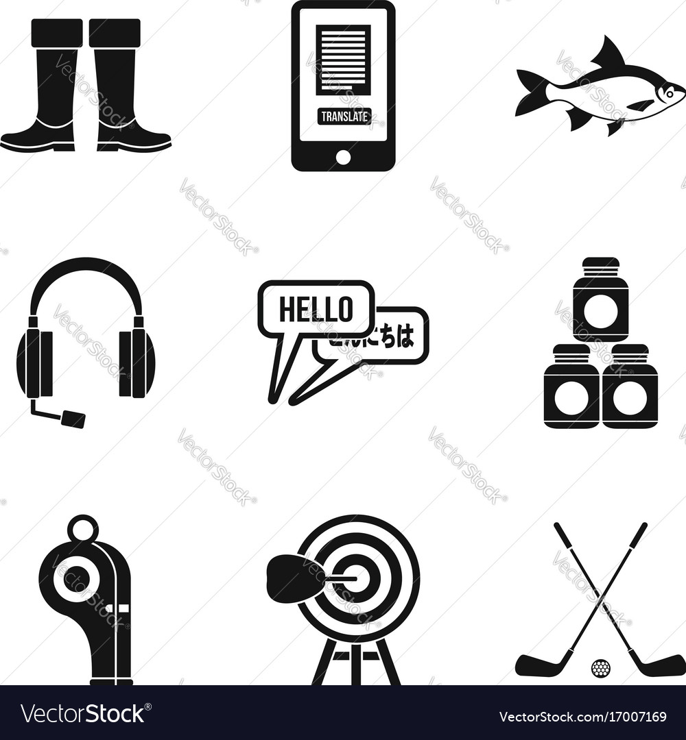 Guide icons set simple style Royalty Free Vector Image