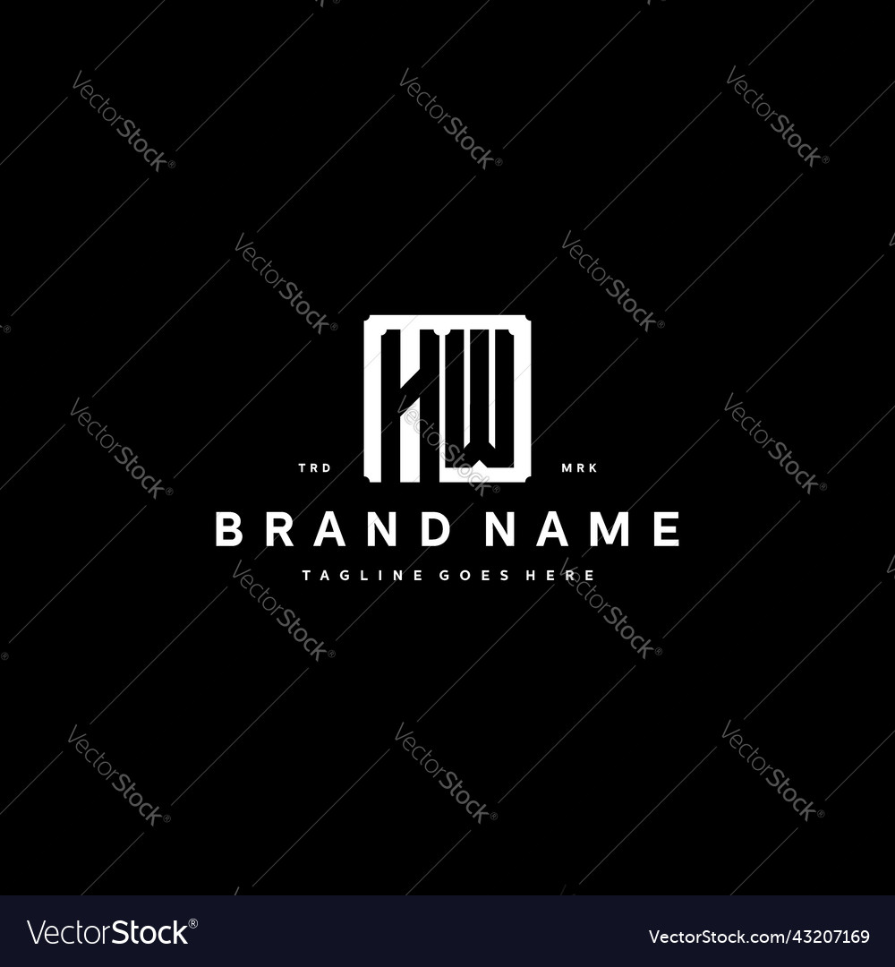 Hw monogram logo design with square rectangular Vector Image